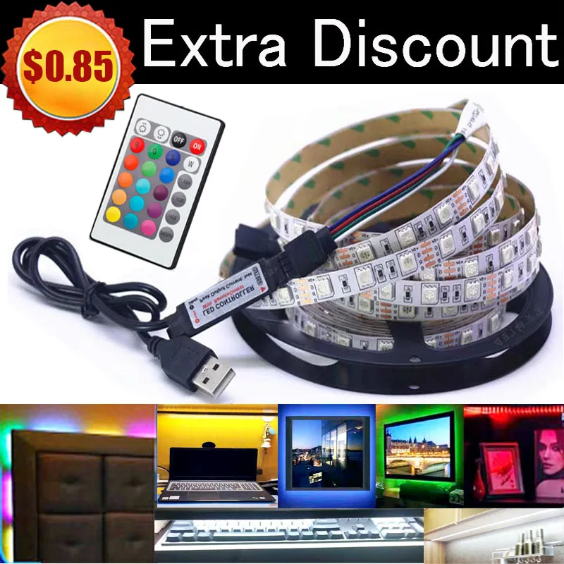 5V Led Strip Rgb 1M 2M 3M 4M 5M สีขาวอบอุ่นสีขาวสีฟ้าสีแดงสีเขียวไฟ LED ...