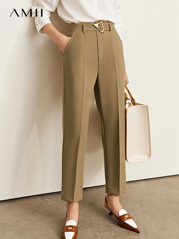 AMII-Minimalism-2022-Autumn-Pants-for-Women-Casual-Ankle-High-Waist ...