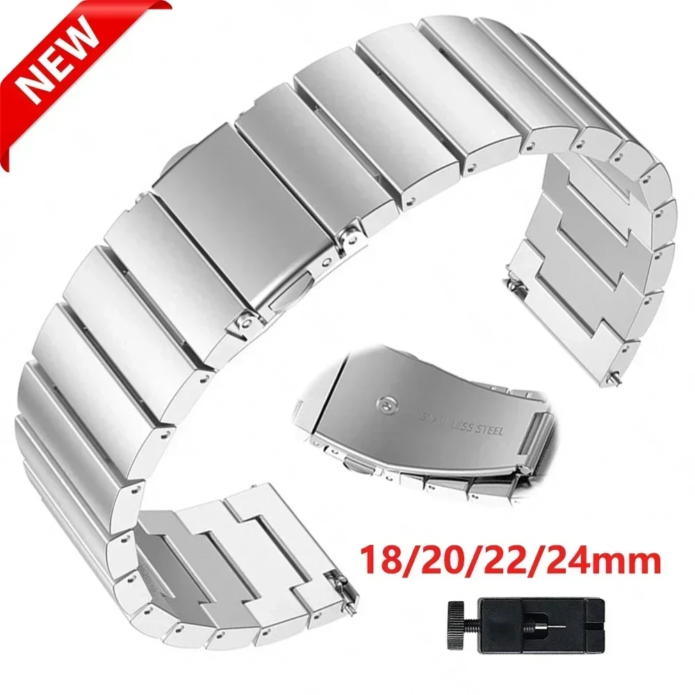 Solid-Metal-Watch-Band-18mm-20mm-22mm-Stainless-Steel-Wristband ...
