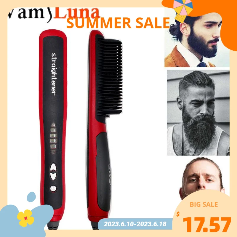 Beard Straightener Portable Men Fast Beard Comb Led Display Ceramic ...