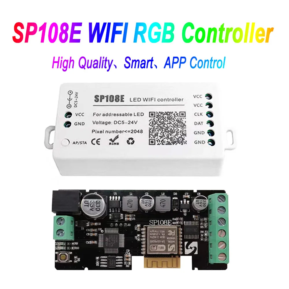 WS2812B-WS2811-LED-Strip-Bluetooth-Music-WIFI-Pixels-Controller-SP107E ...