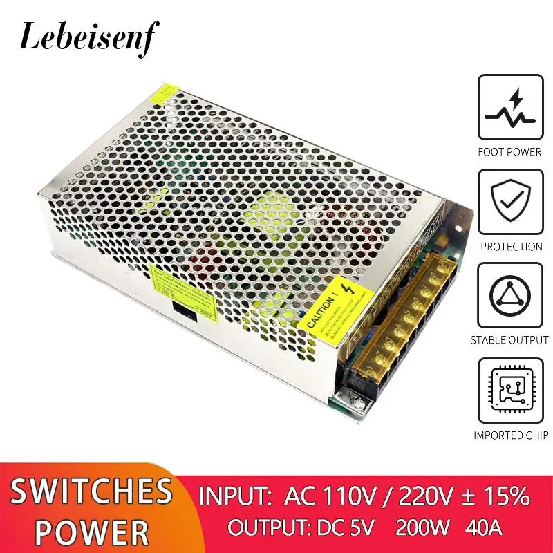 110-220V-AC-to-DC-5V-40A-200W-Converter-Switch-Mode-Power-Supply-LED ...
