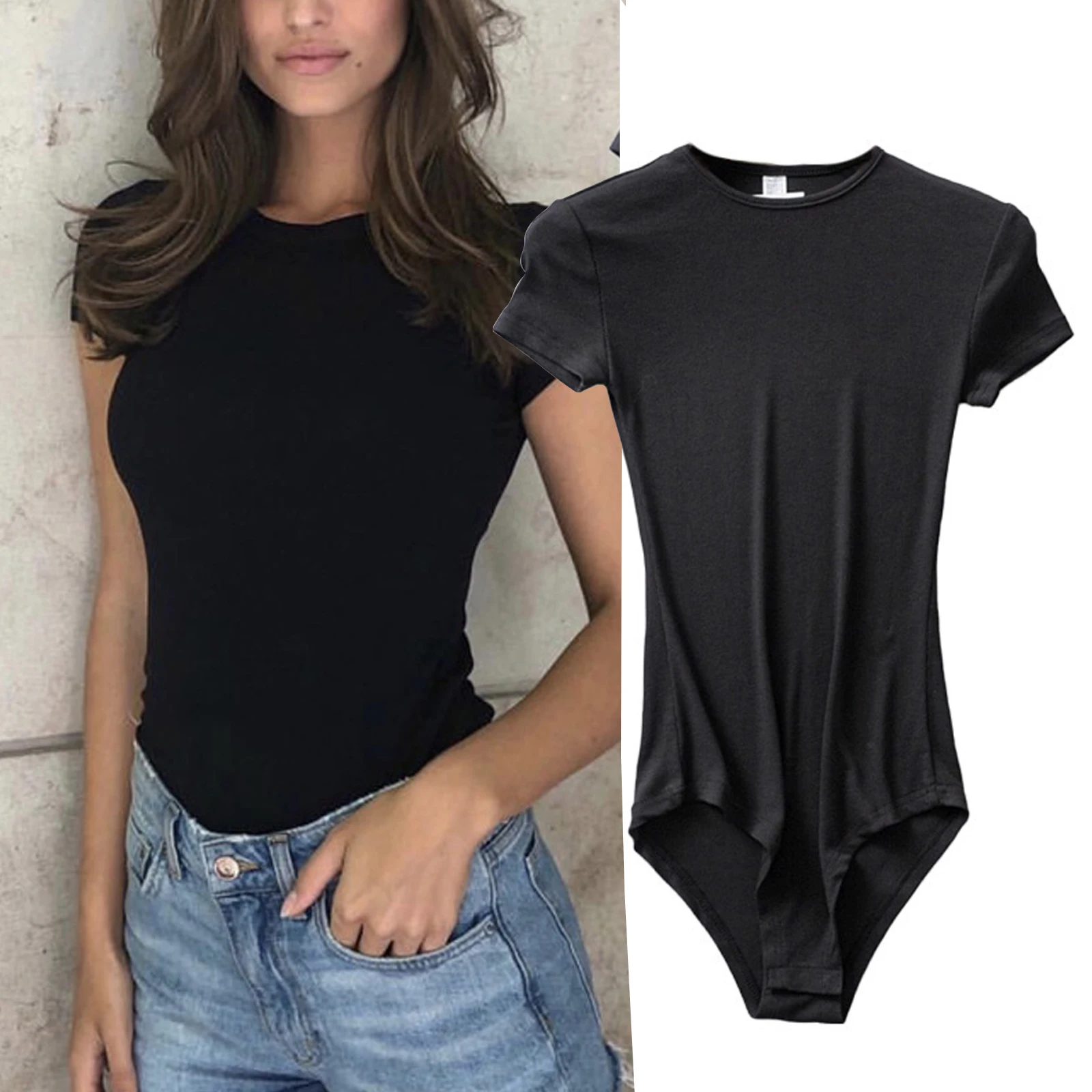 Ropa-interior-Sexy-en-forma-de-T-para-mujer-body-ajustado-de-manga ...