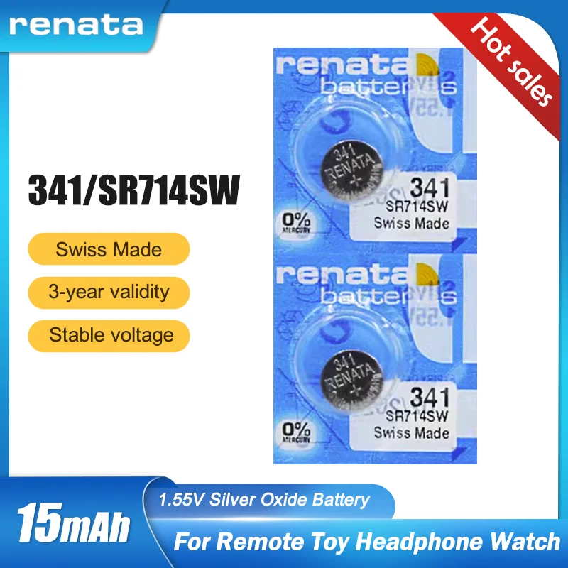 1-5PCS RENATA 341 SR714SW E341 1.55V Silver Oxide Watch Battery Long ...