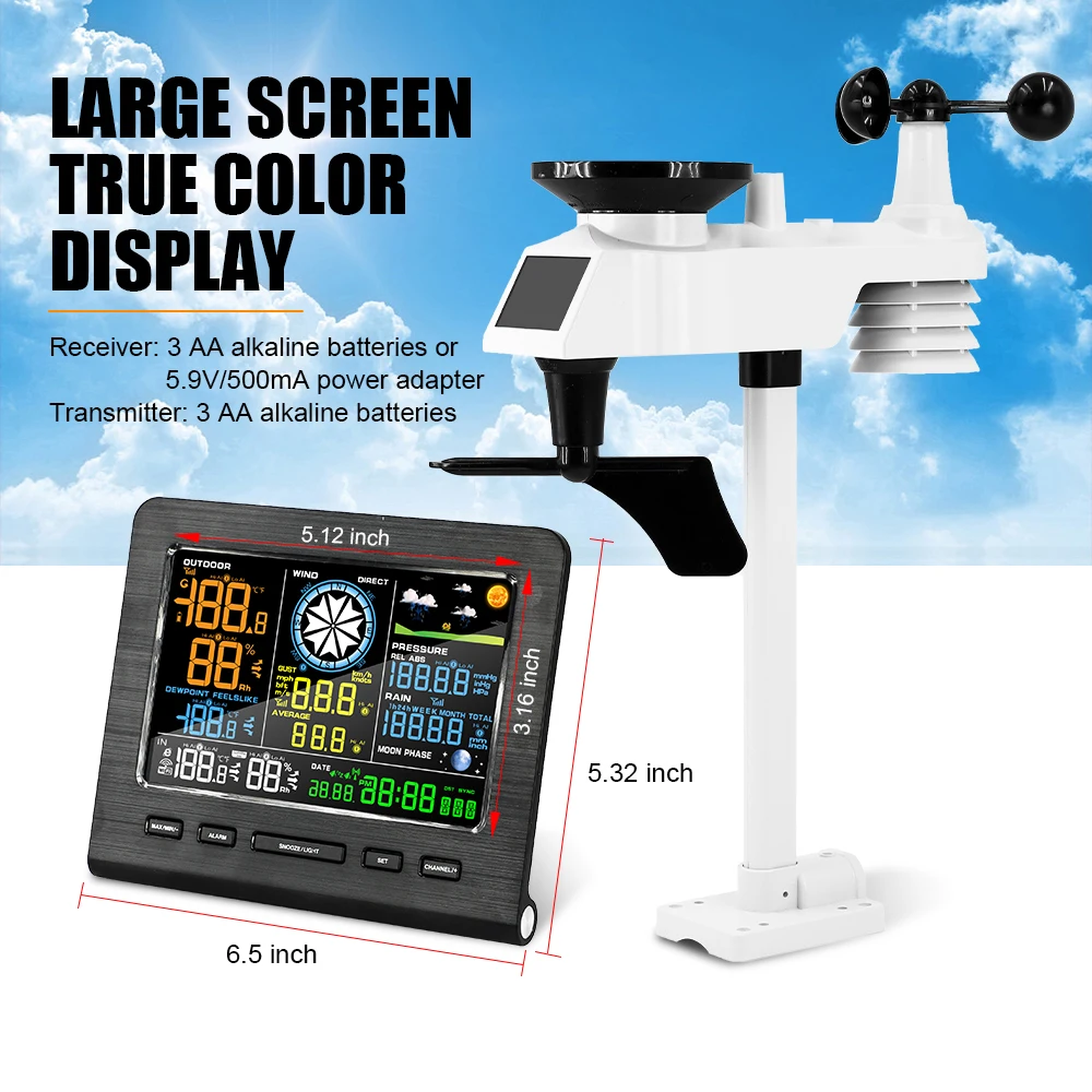 Wifi Weather Station 8 In 1 Internet Wireless With Outdoor Sensor Rain ...