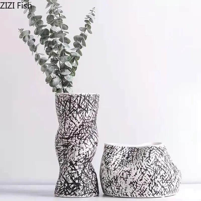 Abstract-Graffiti-Texture-Ceramic-Vase-Flower-Pots-Decorative-Flower-Arrangement-Desk-Decoration ...