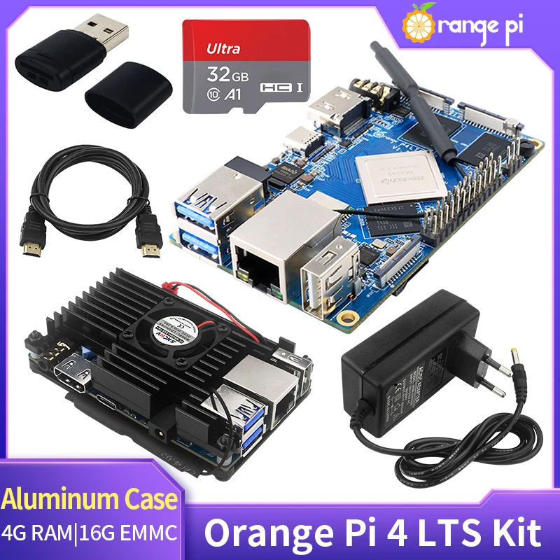 Orange Pi 4 LTS 4GB RAM LPDDR4 16GB EMMC Flash RK3399 Wifi BT 5.0 Gigabit Ethernet Optional ...