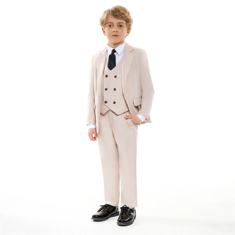 Spring Autumn Boys Gentleman Formal Dress Beige Suit Set New British ...