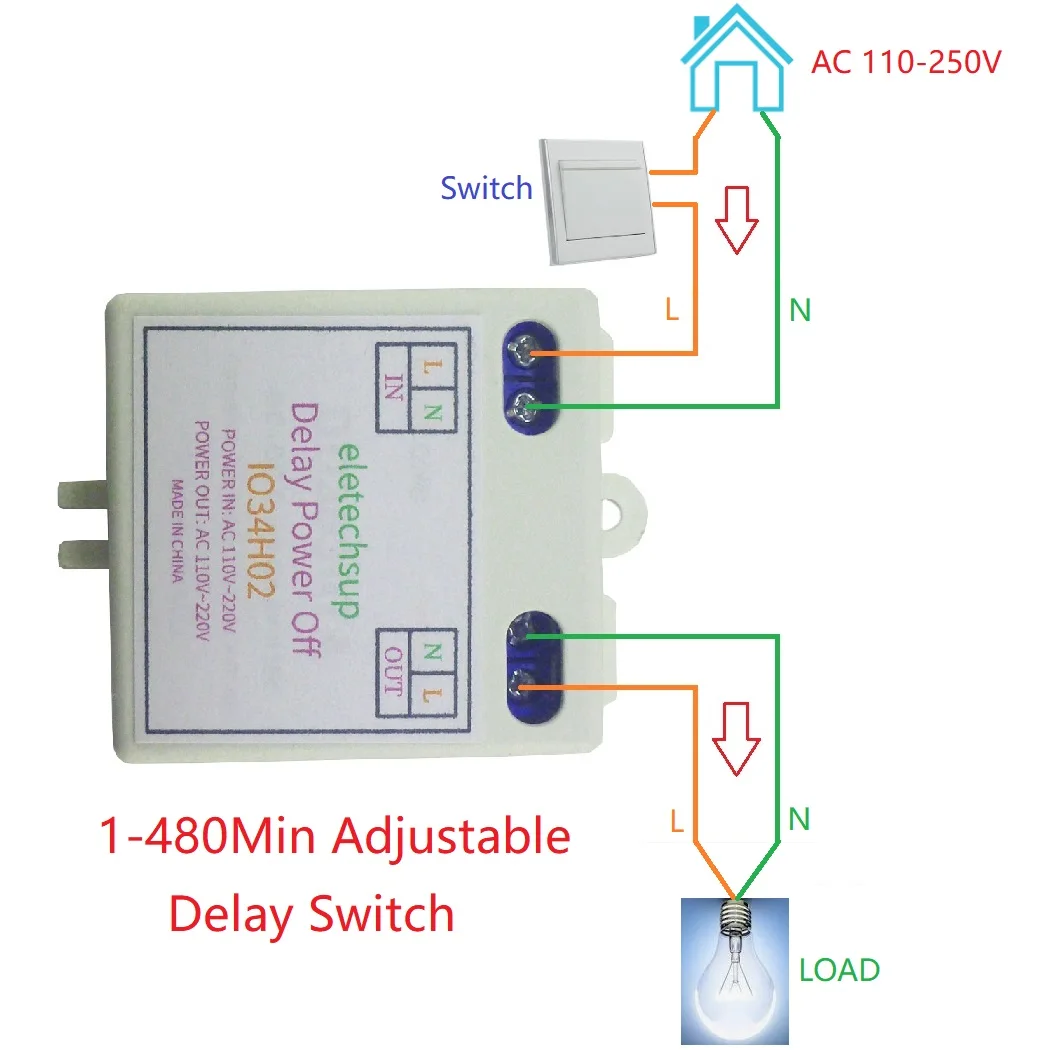 110V 120V 220V 50-60HZ AC Time Delay Relay DIP Switch to Set Time ...