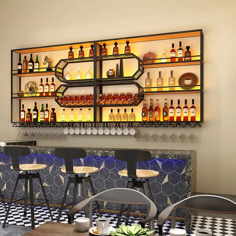 Liquor-Industrial-Wine-Cabinets-Cocktail-Unique-Shelf-Buffet-Club-Drink ...