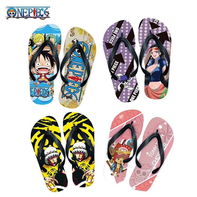 One Piece Anime Figure Slippers Summer Flip Flop Roronoa Zoro Luffy ...