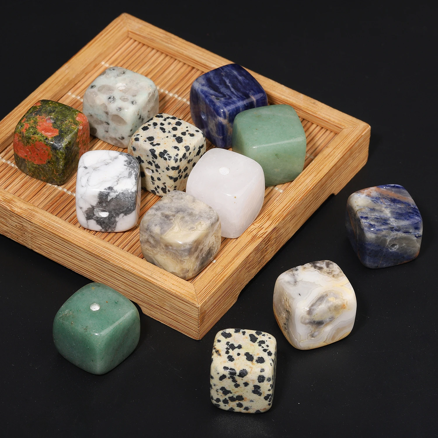 2pcs 20mm Natural Cube Stone Beads Square Incense Base Beads for DIY ...