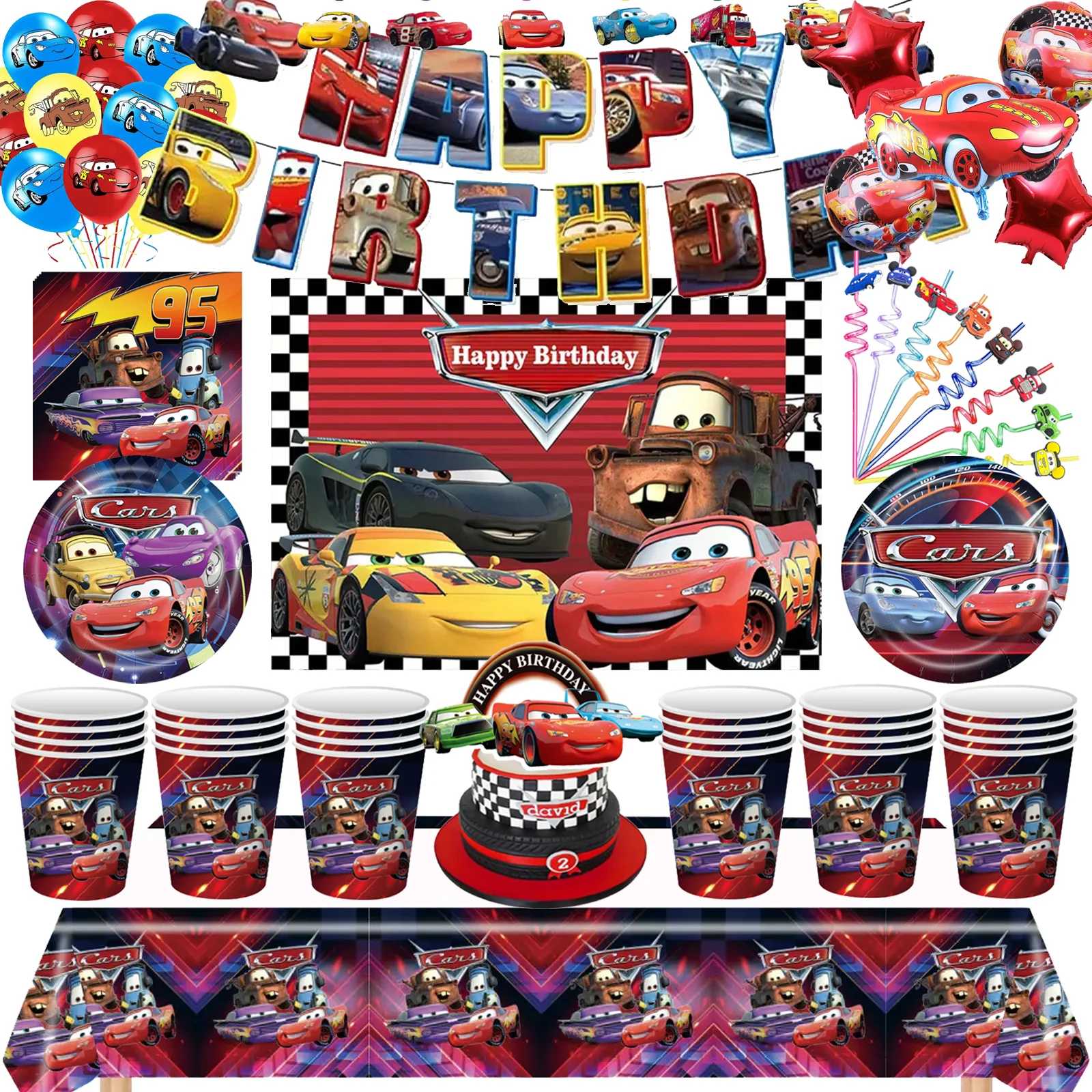 Cars-Lightning-Mcqueen-suministros-de-cumplea-os-para-ni-os-placa ...