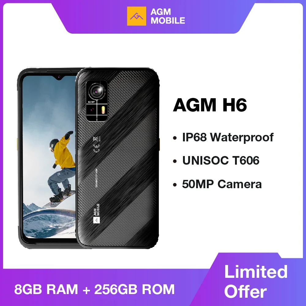AGM-H6-Rugged-Smartphone-50MP-Cam-UNISOC-T606-8GB-256GB-90Hz-FHD-Waterproof-Dustproof-Shockproof ...