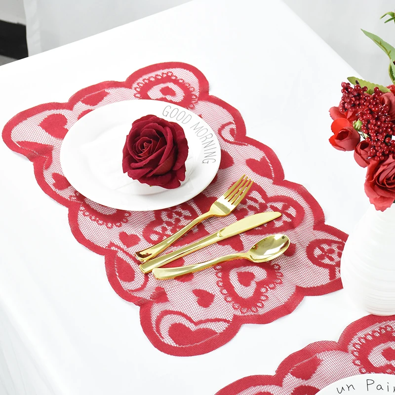 1Pc-Red-Lace-Love-Heart-Table-Place-Mat-Valentine-s-Day-Anniversary ...