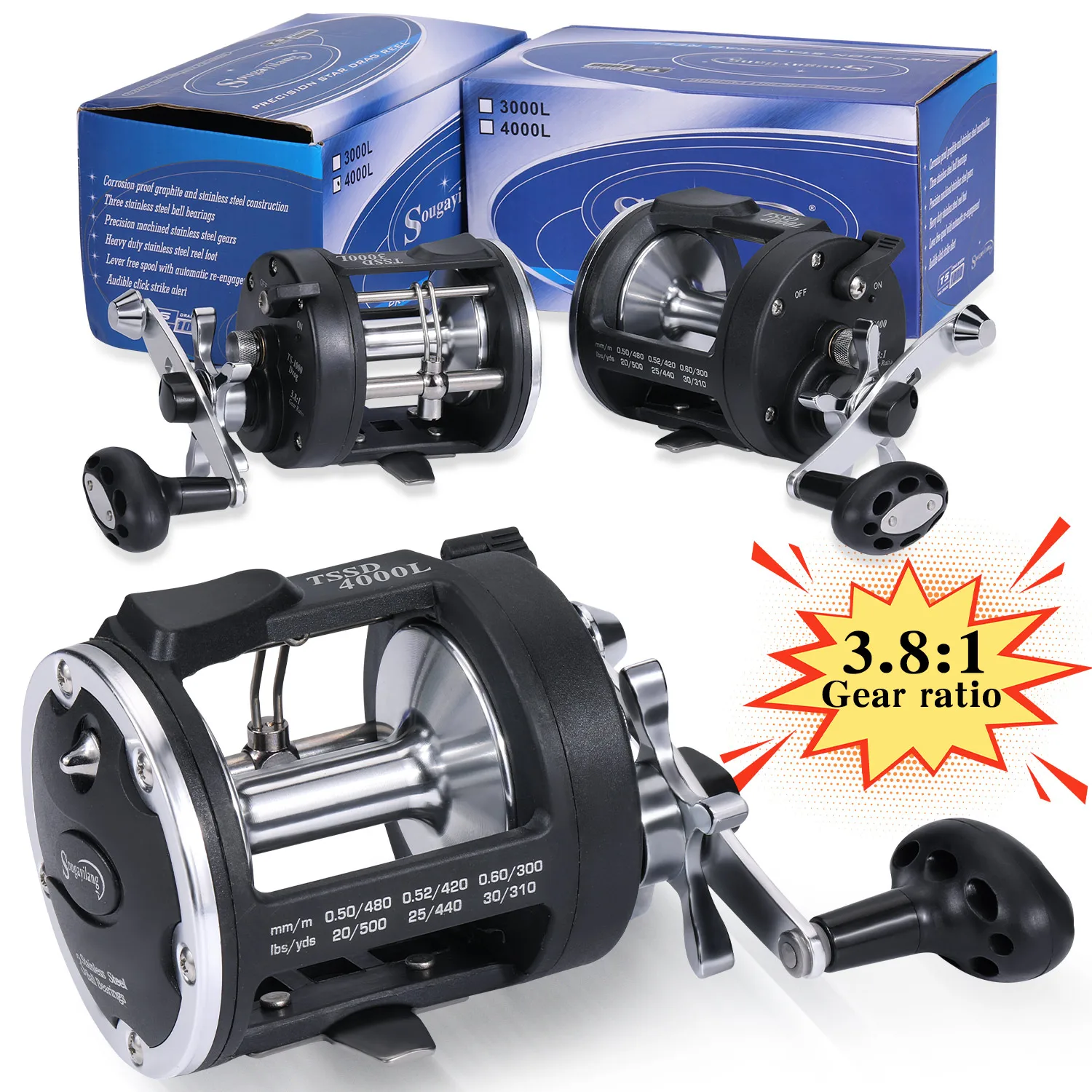 Sougayilang-Saltwater-Fishing-Reels-3000-4000-Sizes-Trolling-Drum ...