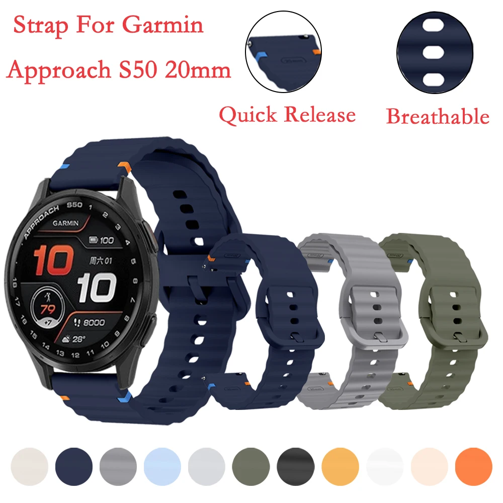 20mm Silicone Strap Compatible with Garmin Approach S50 20mm Men Women ...