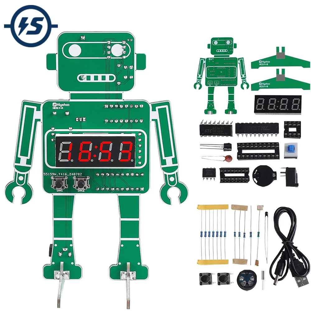 Robot-DIY-Digital-Clock-Kit-4-Digit-Robotic-Alarm-Clock-Soldering ...