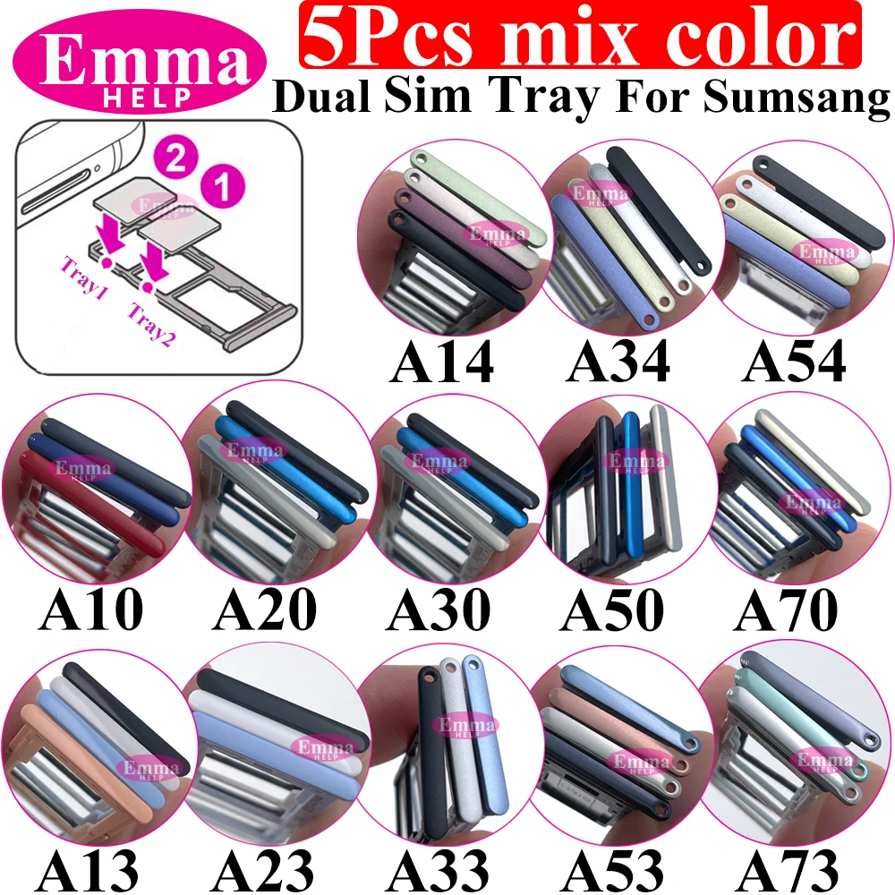5Pcs-Phone-SIM-Chip-Holder-Slot-Adapter-Drawer-For-Samsung-A14-A13-A34 ...