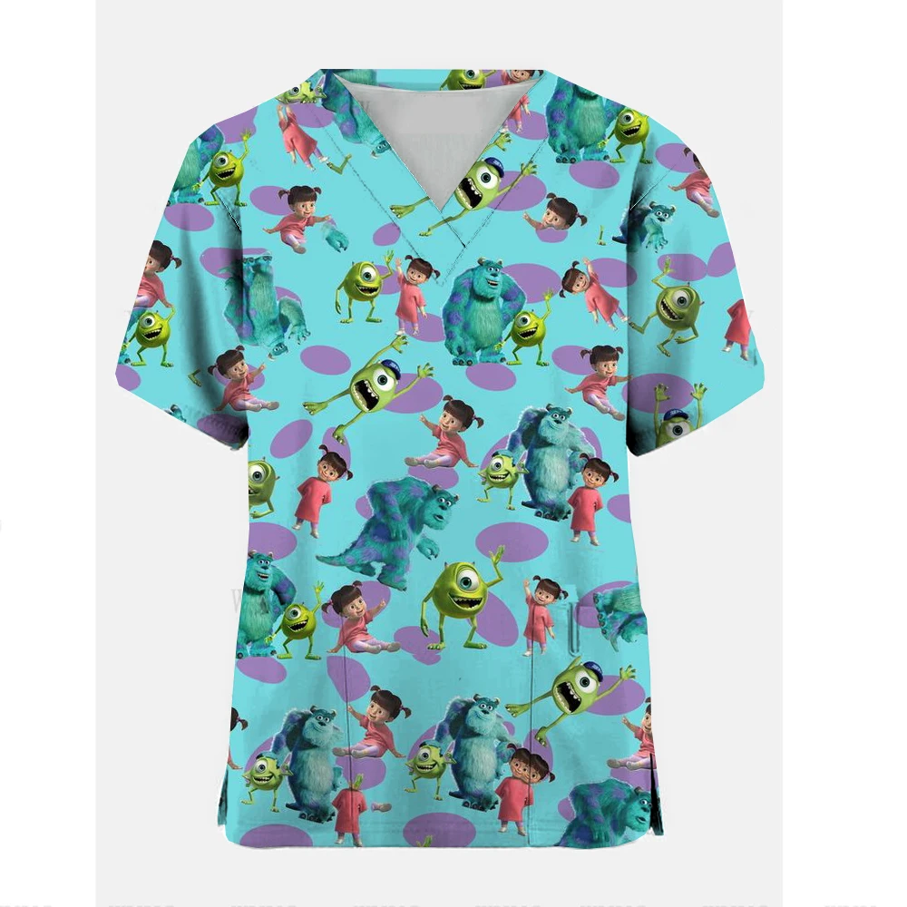 Disney-Monster-Power-Company-Fashion-Scrubs-Set-Women-Joggers-Tops ...