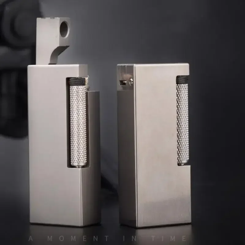 Exquisite Made Slim Metal Oil Cigarette Lighter Titanium Alloy Side ...