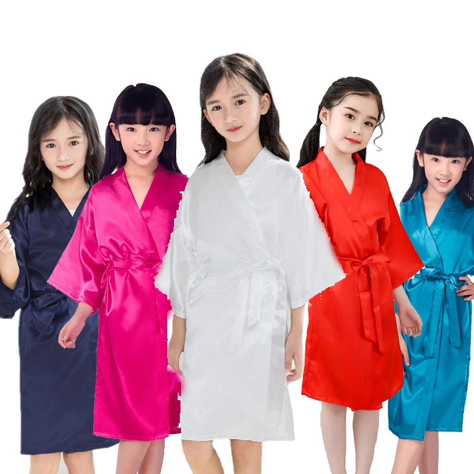 Girls-Robes-for-Kids-Solid-Silk-Satin-Robes-Children-Bathrobe-Sleepwear ...