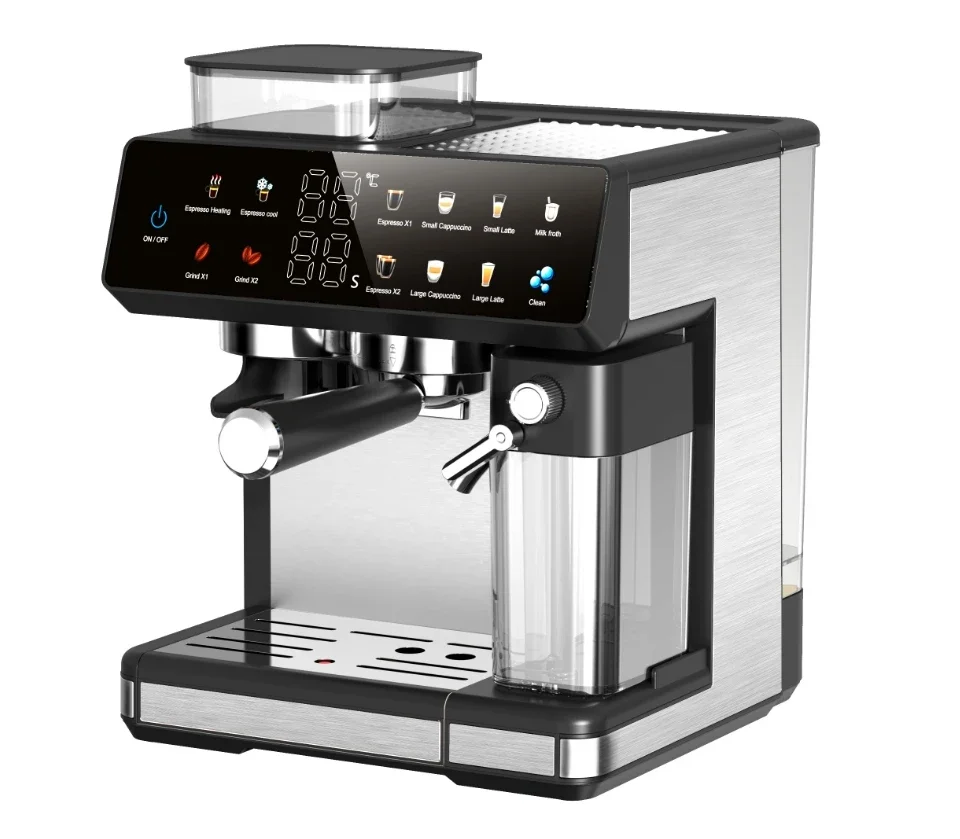 3 in 1 Home Automatic Coffee Espresso Maker with grinder and milk box ...