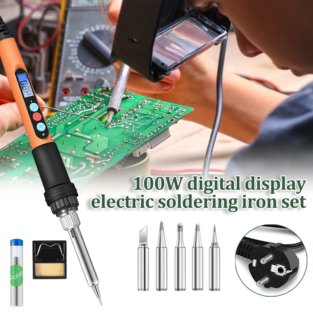 100W-Electric-Soldering-Iron-Digital-Temp-Adjustment-Automatic-Sleep ...
