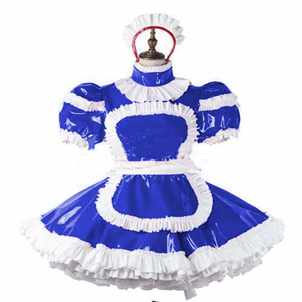 Cosplay-Sissy-Frills-Apron-Lockable-Maid-Dress-Sexy-PVC-Puff-Short ...