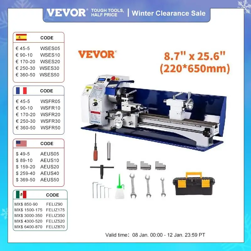 VEVOR-Brushless-Mini-Metal-Lathe-Machine-220-650mm-1250W-Automatic ...