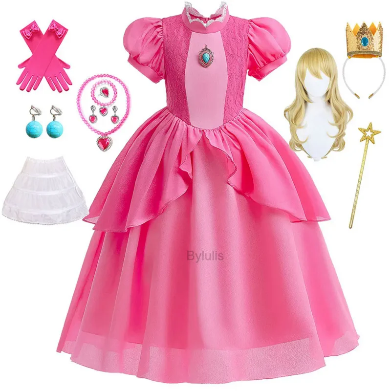 Disfraz-de-princesa-Peach-para-ni-as-traje-de-fiesta-de-cumplea-os ...