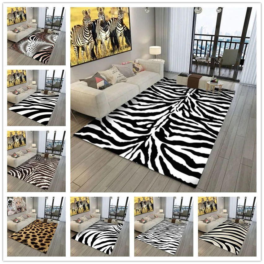 New Style Zebra Pattern Carpet Living Room Bedroom Soft Carpets Anti ...