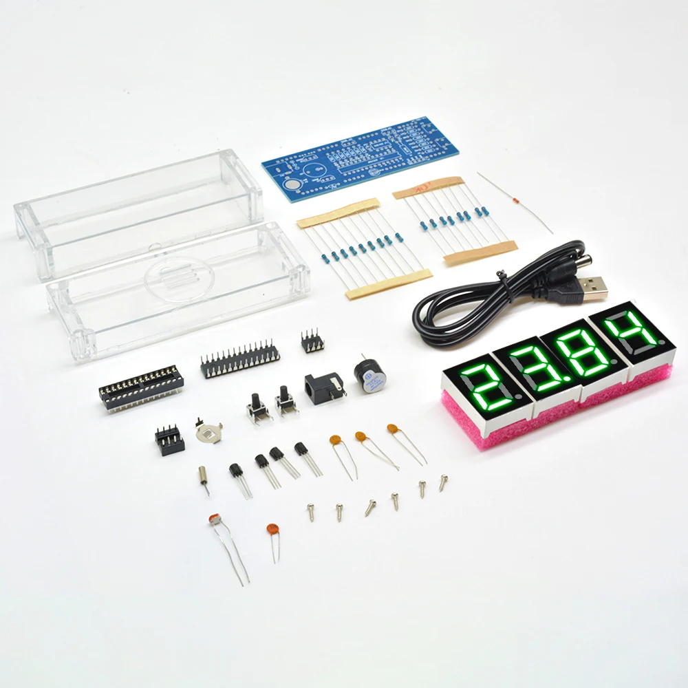 Electronic Clock DIY KIT LED Microcontroller Kit Digital Clock Time ...