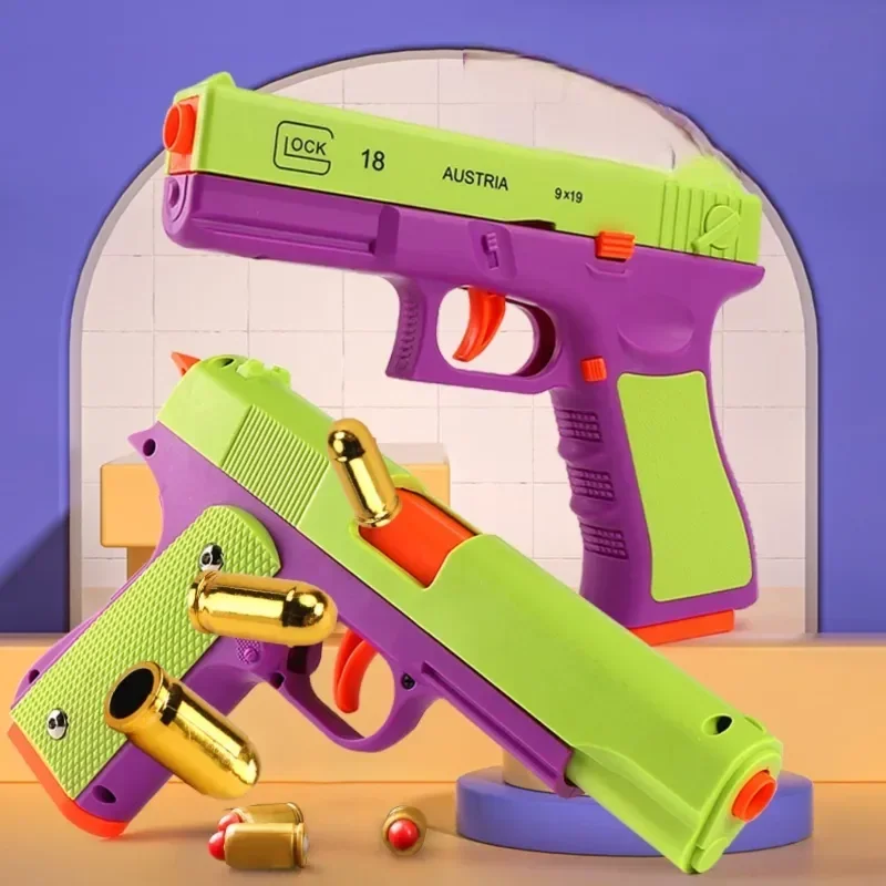 2-Modes-Radish-Color-Toy-Gun-Shell-Ejection-M1911-Glock-BlowBack-Soft ...