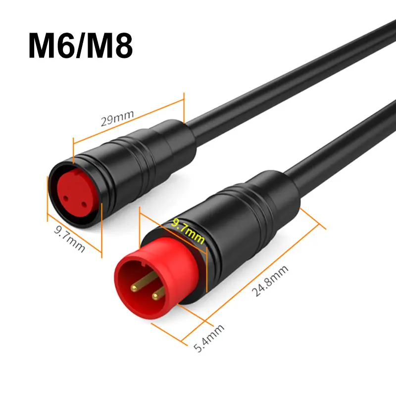 M8/M6 Waterproof Connector 2pin 3 4 5 6 Pin A Pair Wire Plug Solar ...