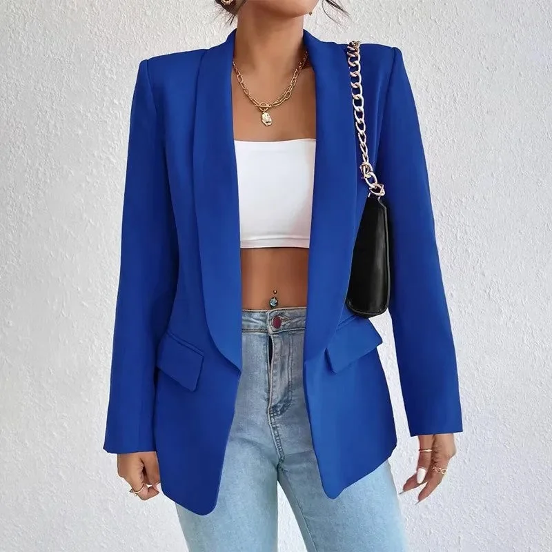 Blazer ropa de mujer cárdigan informal Otoño Invierno abrigo sólido ...