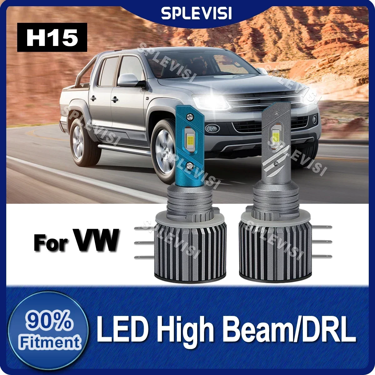 6000K-White-H15-Canbus-LED-High-Beam-Running-Lamp-Bulbs-For-VW-Amarok ...