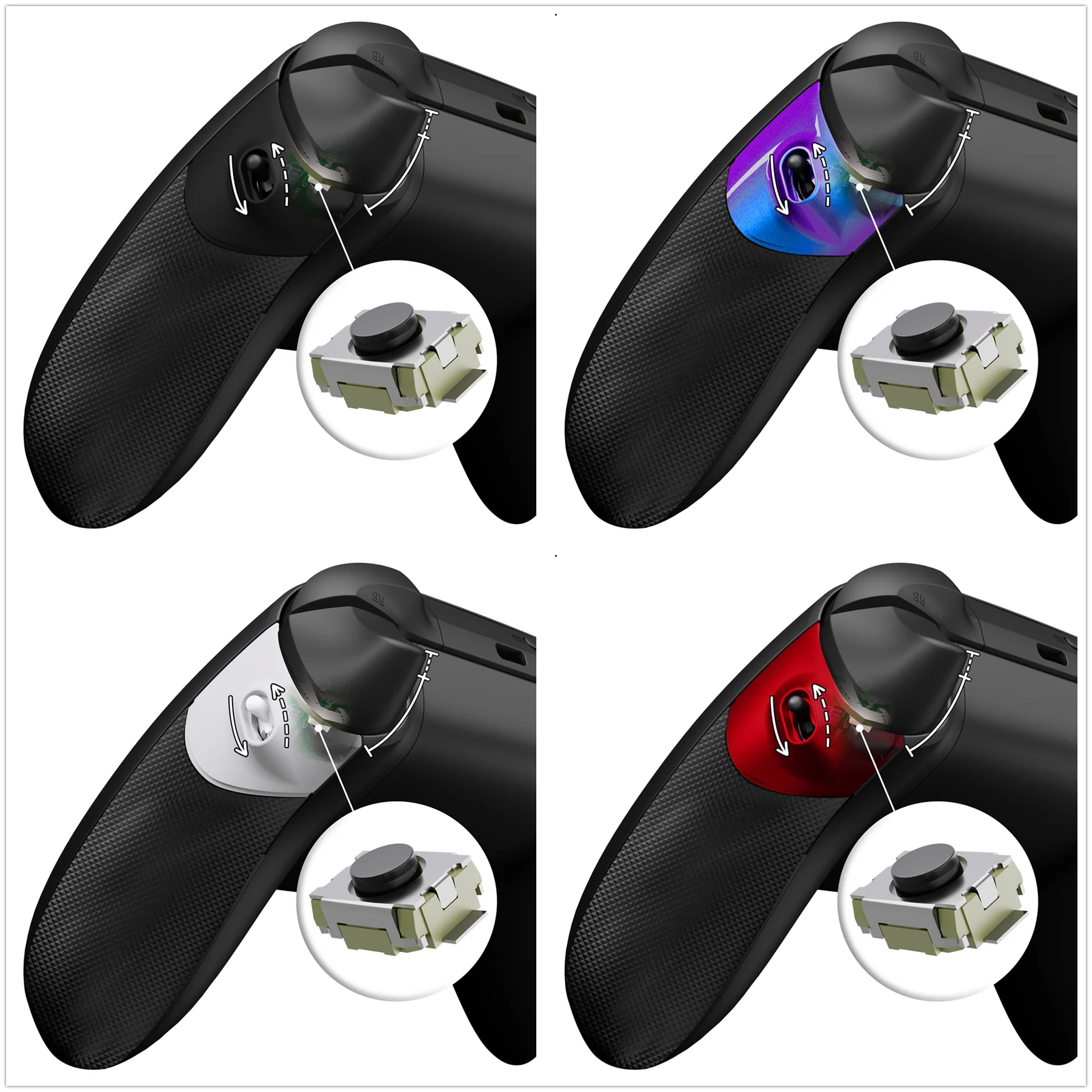 eXtremeRate-Flexor-Clicky-Rubberized-Side-Rail-Grips-Trigger-Stop-Kit ...