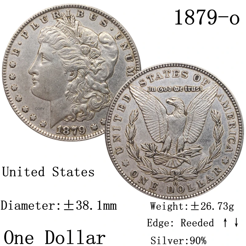 United-States-Of-America-1879-O-Morgan-90-Silver-1-One-Dollar-Copy-Coin ...
