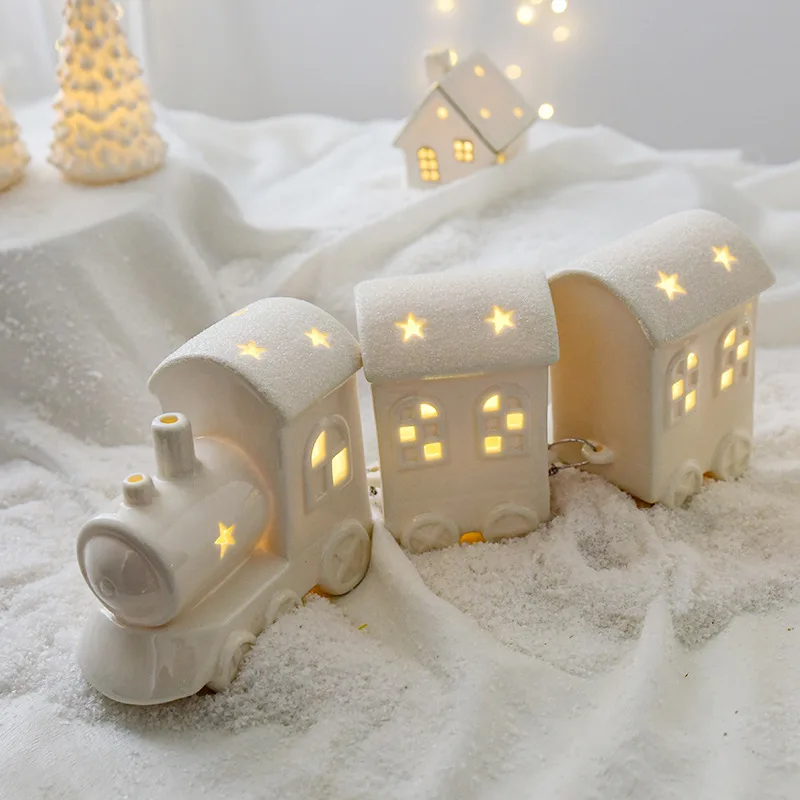 White-Ceramic-Christmas-Train-Ornament-Decoration-Luxury-Train ...