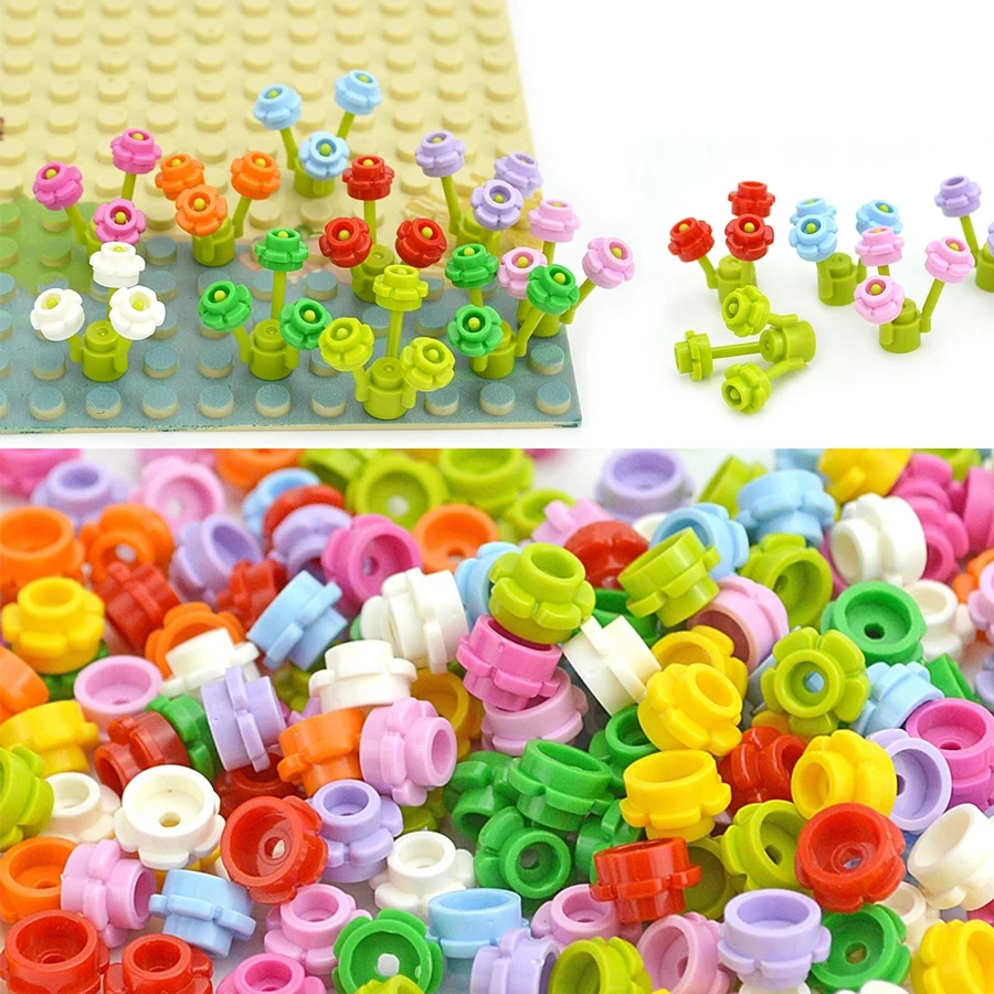 MOC-Plant-Building-Blocks-24866-1x1-five-Petal-Flowers-Grass-DIY ...