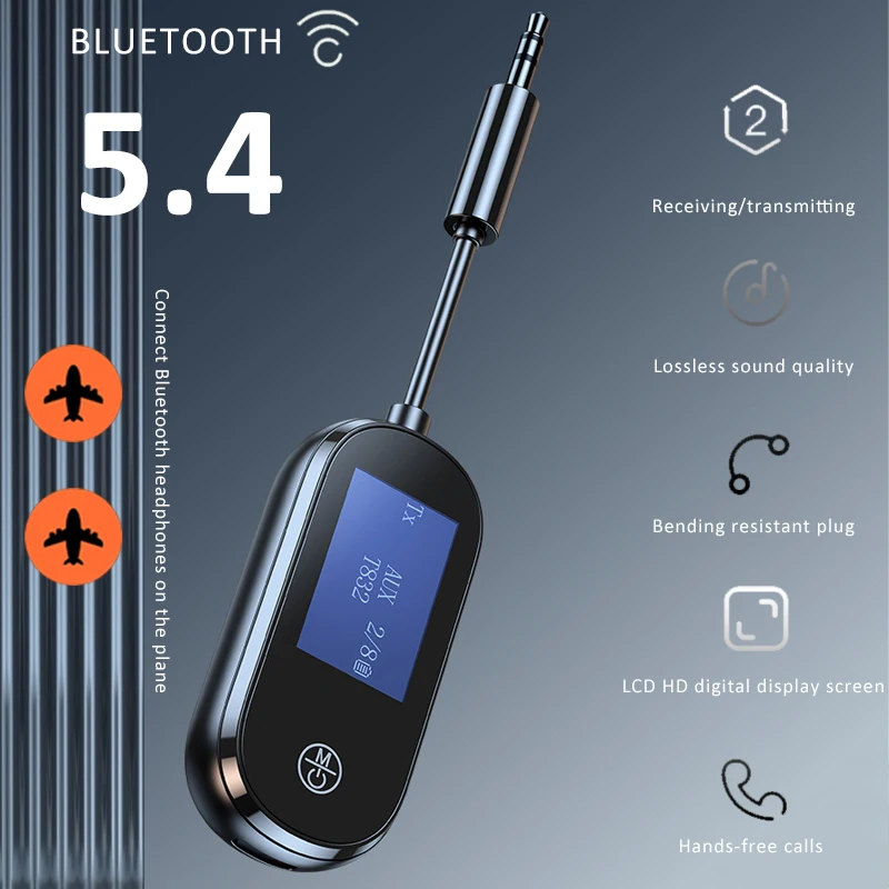 Bluetooth 5.4 Receiver 2 In 1 Transmitter Lcd Display Aux Bluetooth Car ...