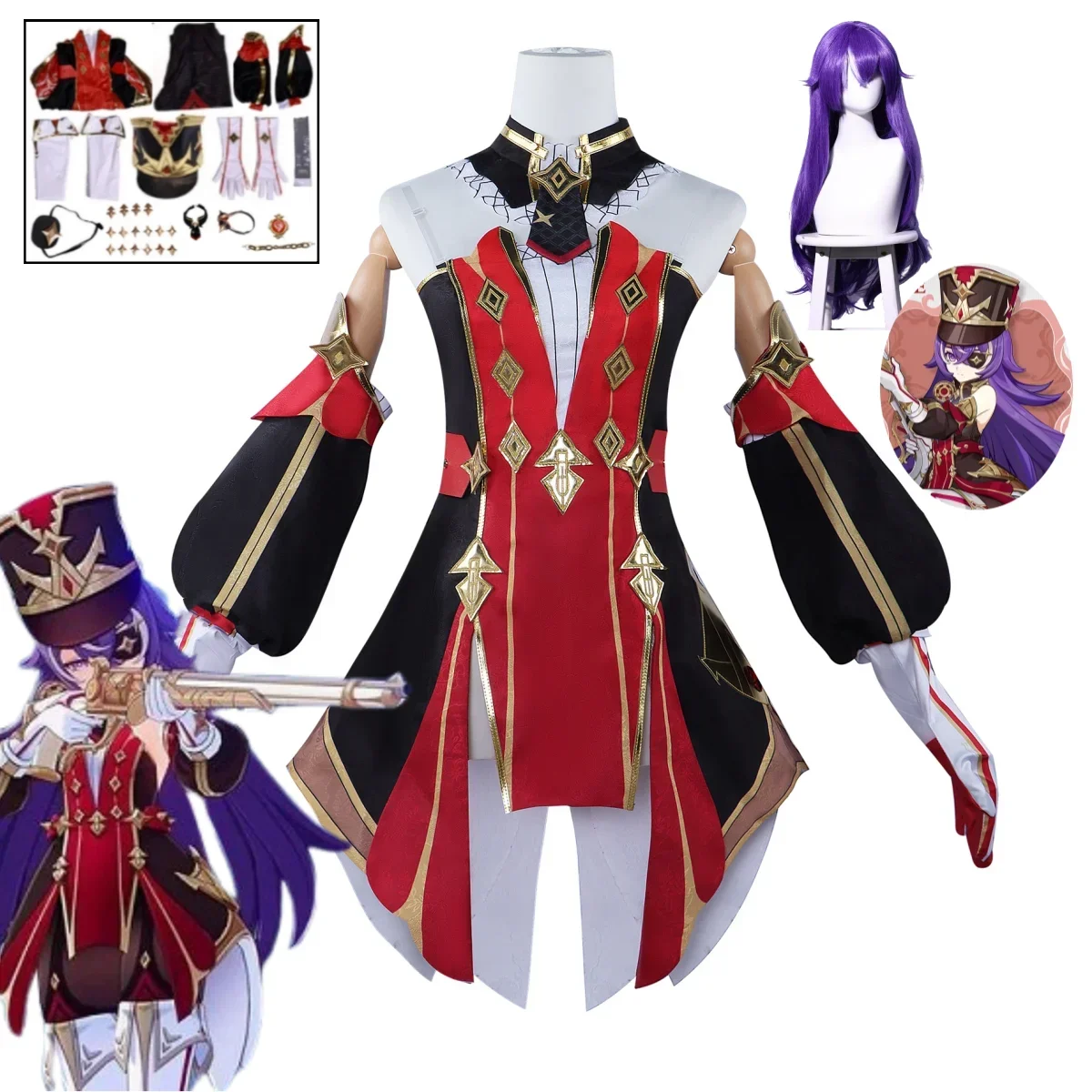 Game-Genshin-Impact-Chevreuse-Cosplay-Costume-Dress-Props-Wig-Shoes-Hat ...