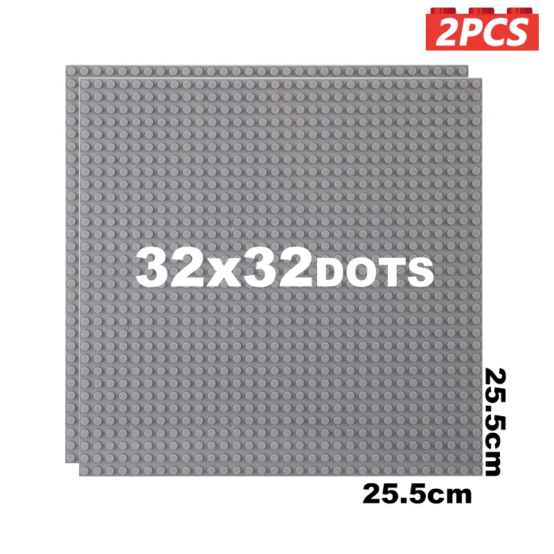 DIY-Brick-Plate-2PCS-Building-Block-Baseplate-32x32-DOTs-Grey-Black ...