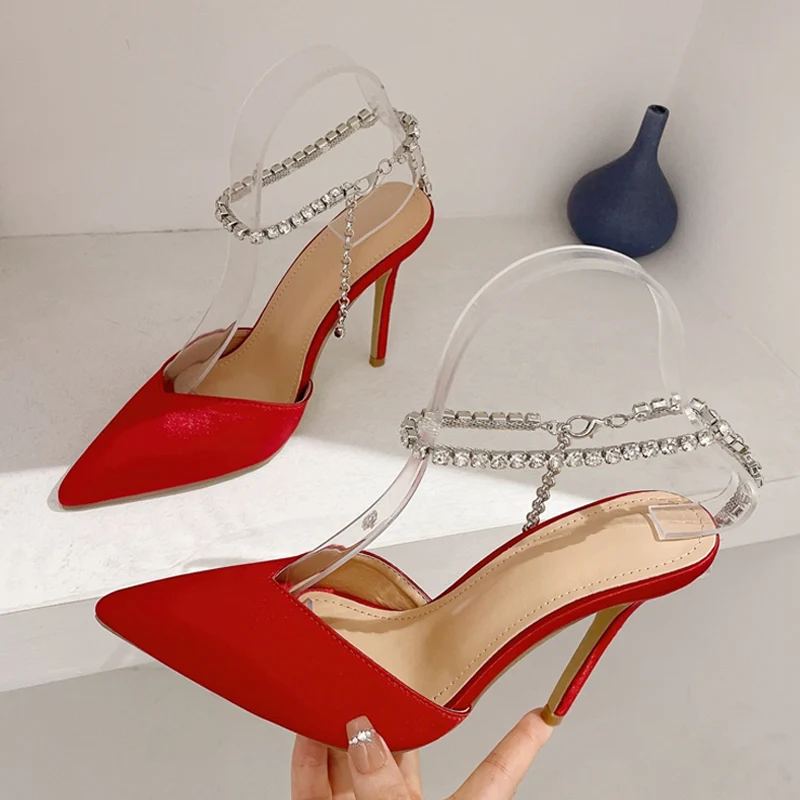 Red High Heels With Rhinestones