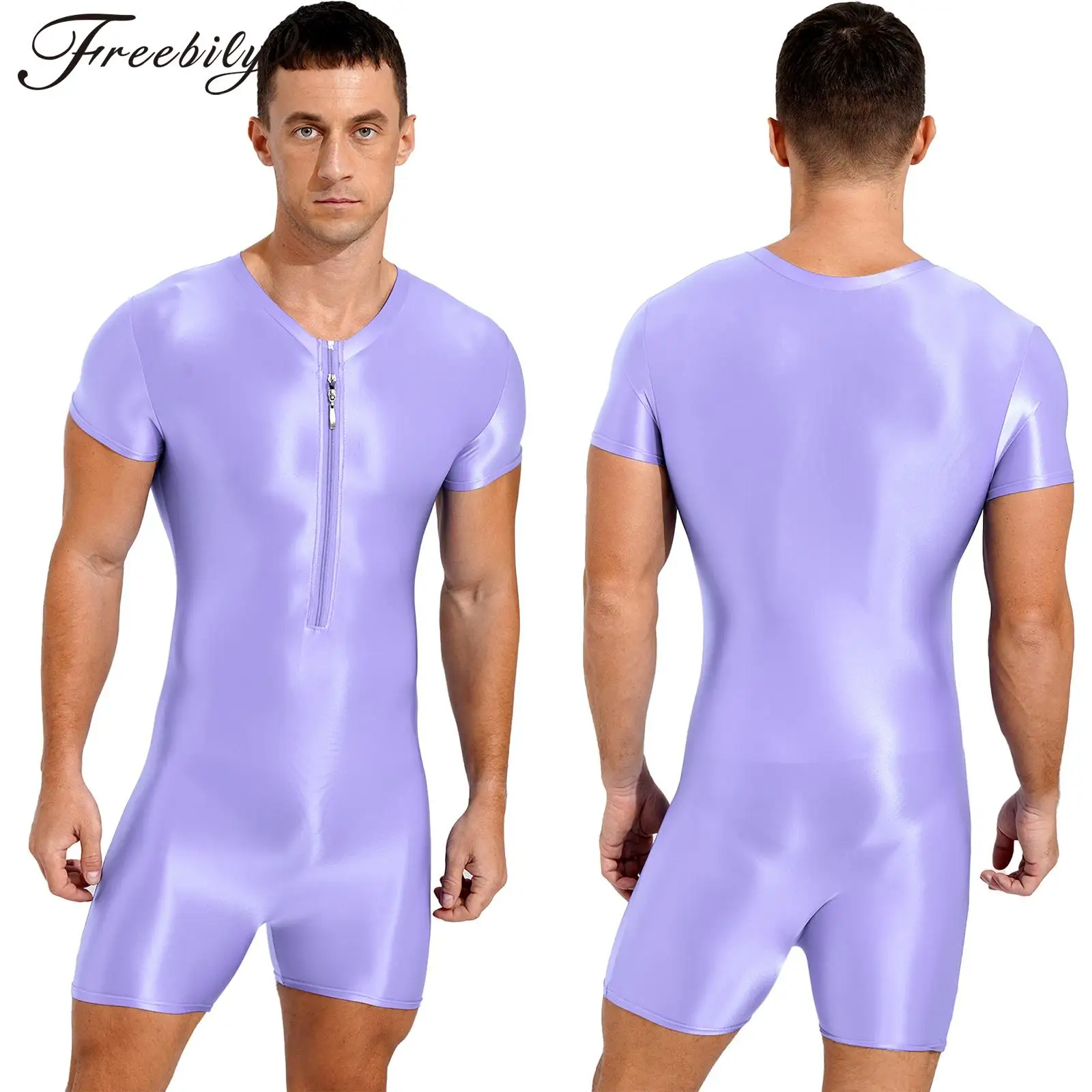Body-brillante-para-hombre-traje-de-ba-o-de-manga-corta-con-cremallera ...