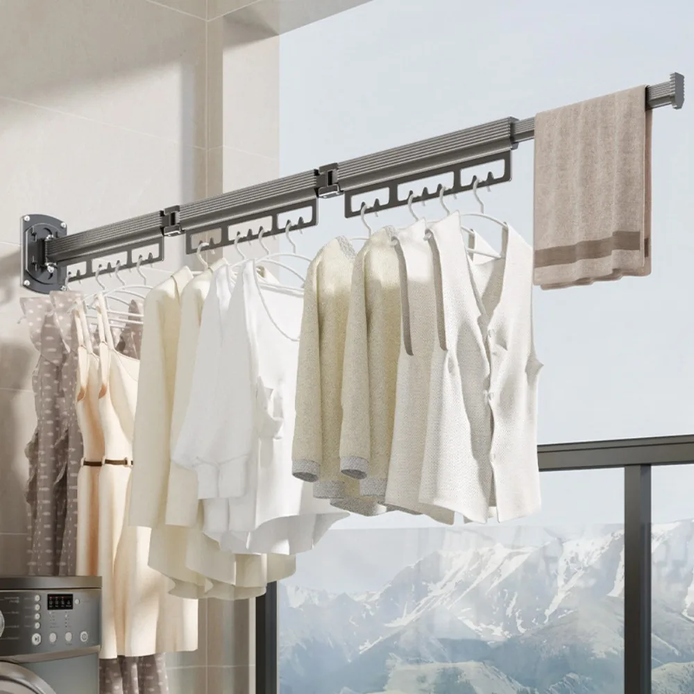 360-Degree-Wall-Mounted-Folding-Clothes-Hangers-Rotating-Cloth-Rack ...