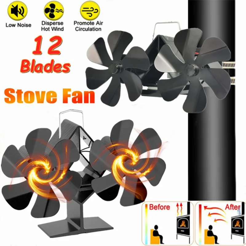 Heat-Powered-Stove-Fan-12-blade-Wood-Burning-Stove-Fan-for-Log-Burning ...