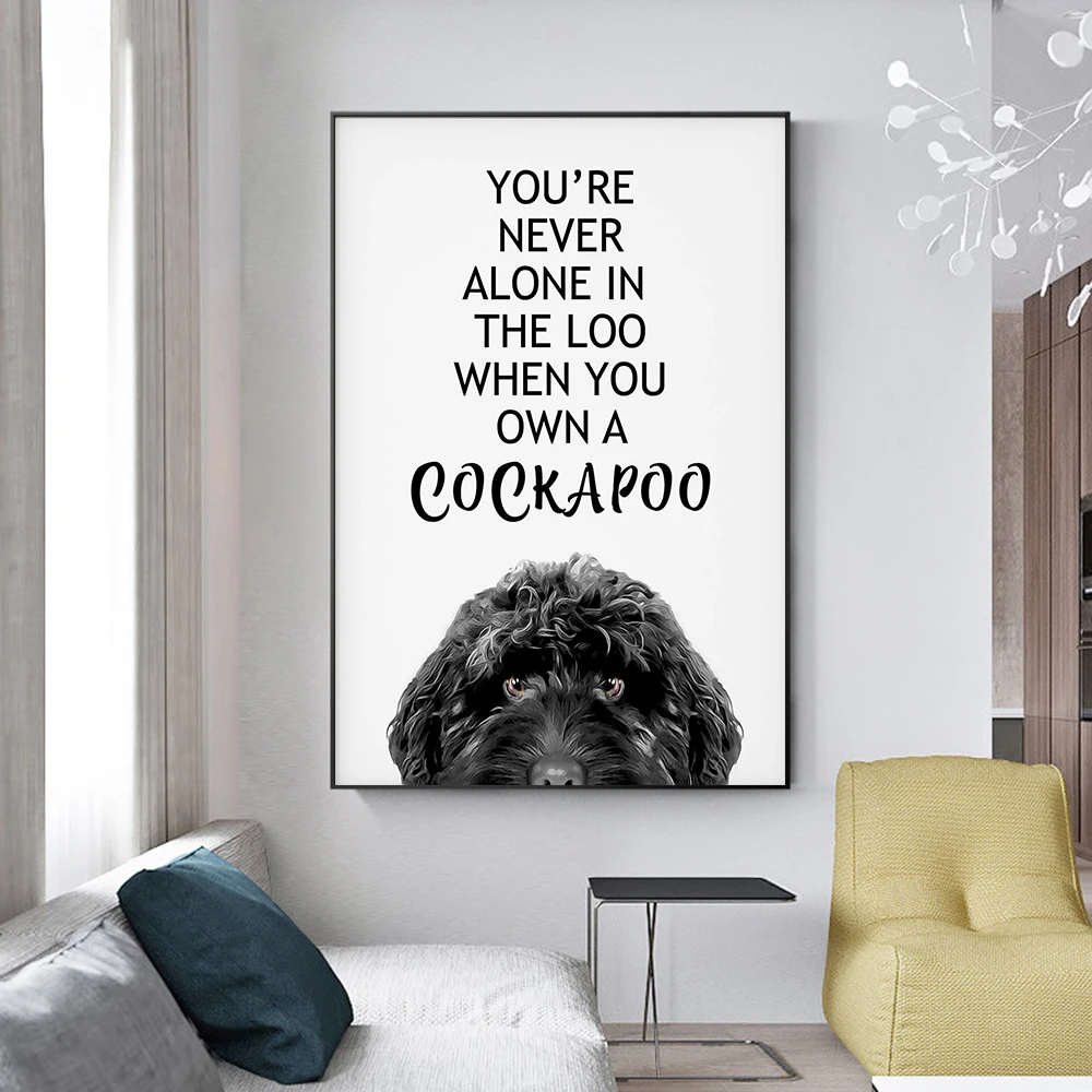 Cute-Cockapoo-Painting-Modern-Wall-Canvas-Print-Art-Poster-Funny-Peep ...