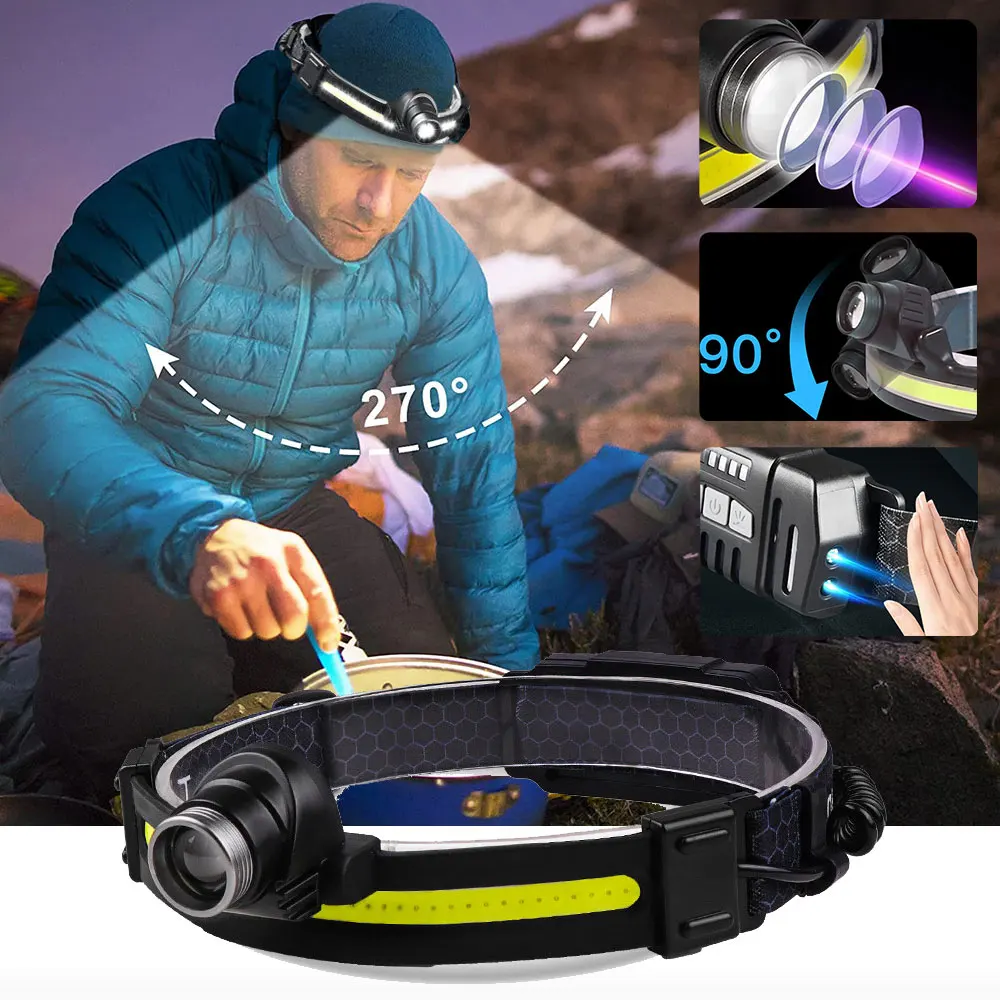 100000-Lumens-Headlamp-Led-Head-Flashlight-Outdoor-XPE-COB-Sensor ...